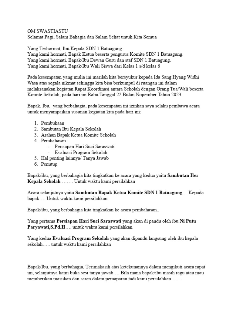 Susunan Acara Rapat Komite | PDF