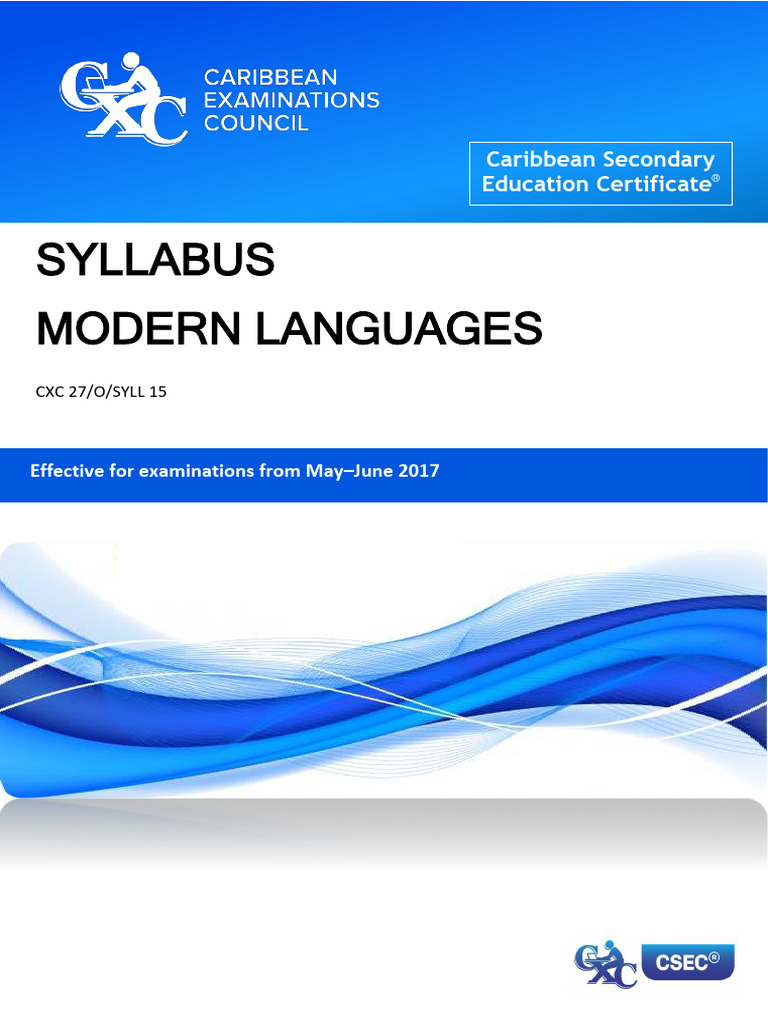 CSEC Modern Languages Syllabus | PDF | Learning | French Language