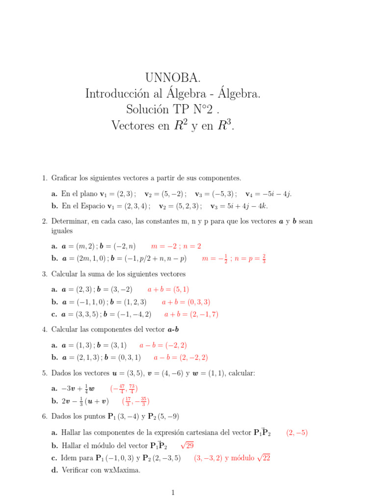 Solucion vectores | PDF | Vector Euclidiano | Geometría Elemental