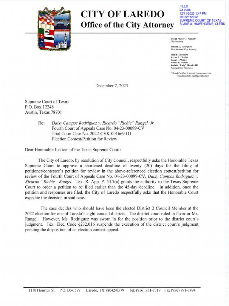 Daisy Campos Rodriguez v. Ricardo Rangel Jr. Election Contest | PDF ...