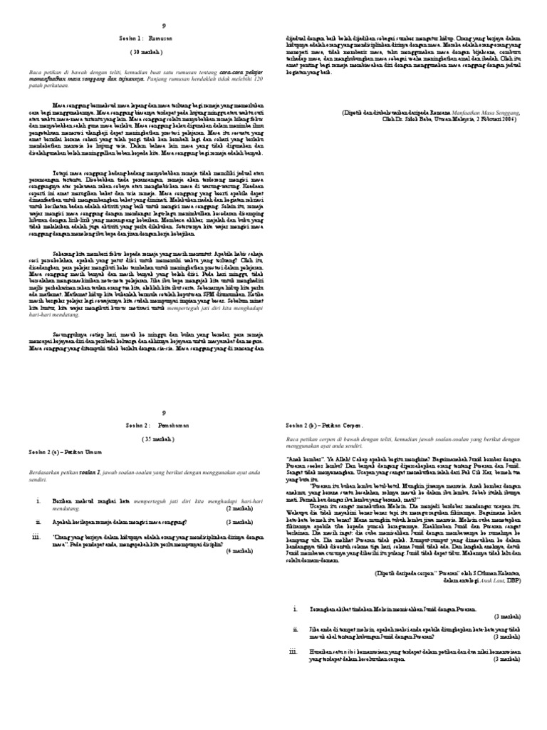 Soalan BM f4 Exam | PDF | Kajian Bahasa Asing