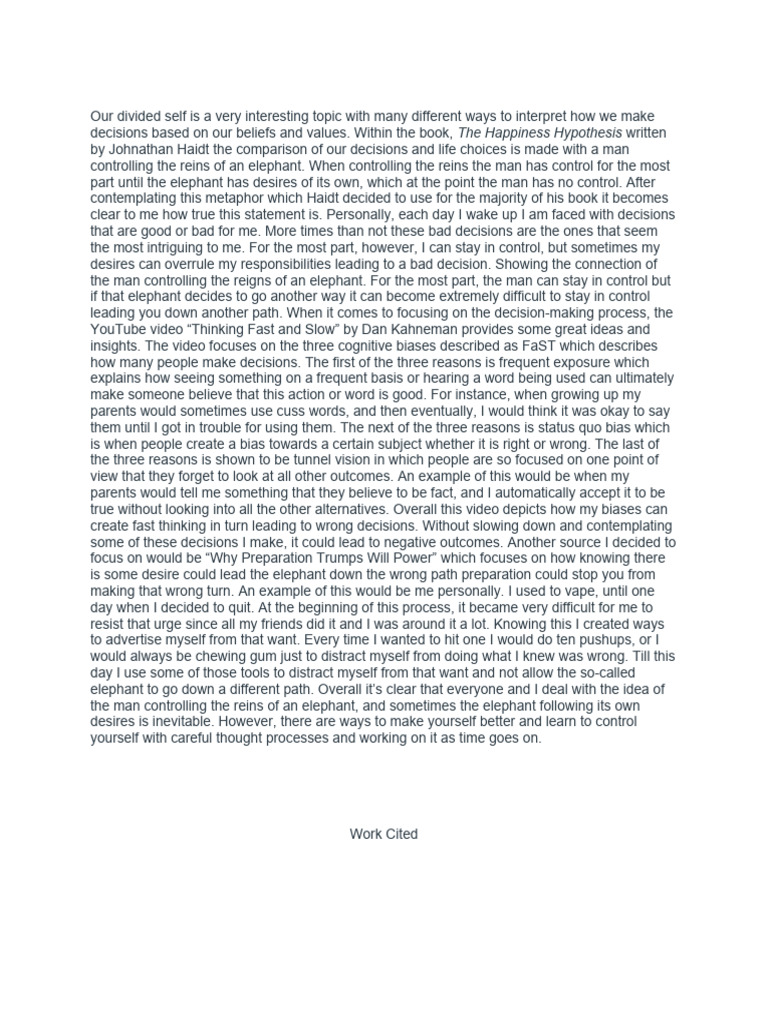 Divided Self Critical Thinking | PDF | Human Communication | Social ...