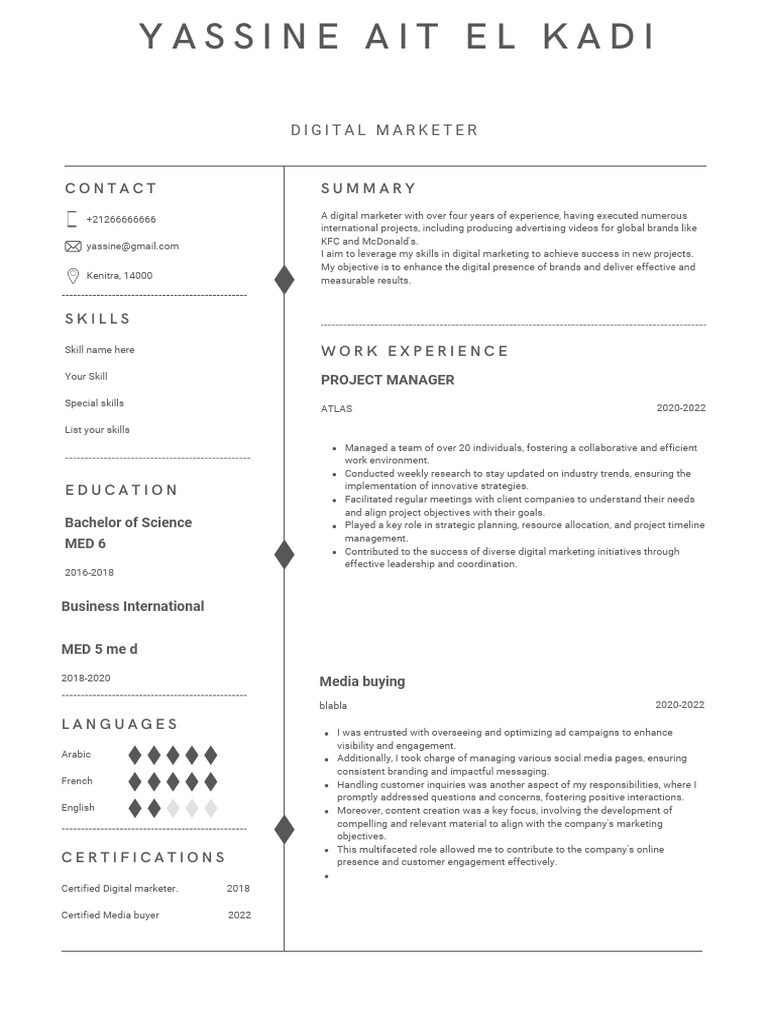 Minimalist White and Grey Professional Resume | PDF