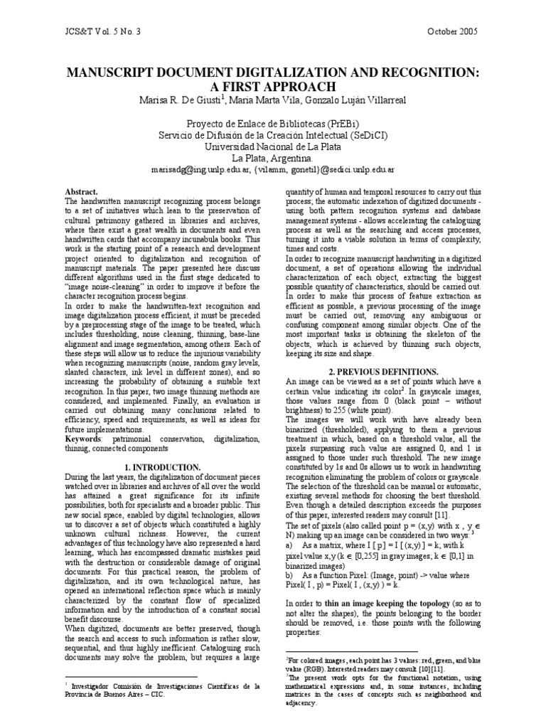 Zhang Suen Thinning Pdf Digitizing Array Data Structure