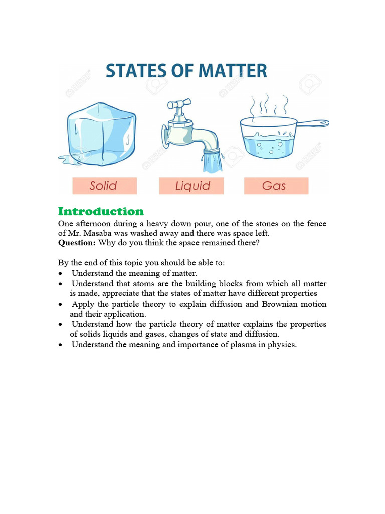 Physics Lesson On States Of Matter 1 1 Pdf Matter Liquids