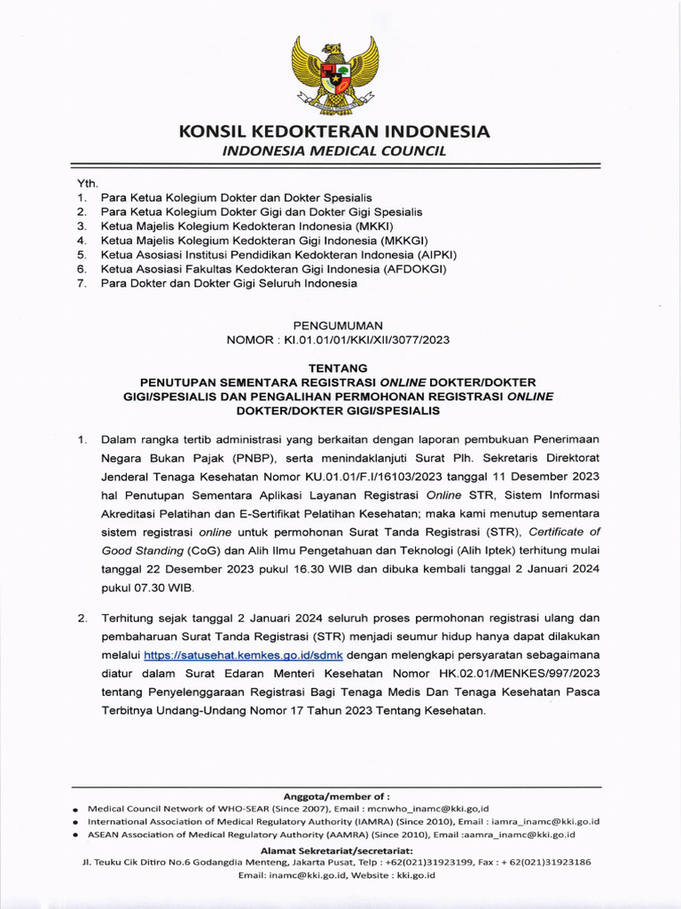 Penutupan Registrasi Online STR KKI | PDF | Sains & Matematika
