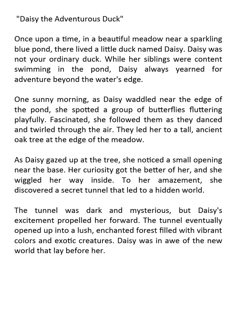 Daisy The Adventurous Duck | PDF