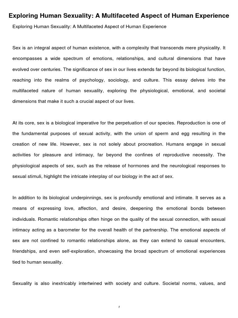 Exploring Human Sexuality A Multifaceted Aspect Of Human Experience