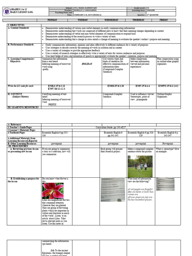 DLL English-6 Q4 W4 | PDF DLL English-6 Q4 W4 | PDF