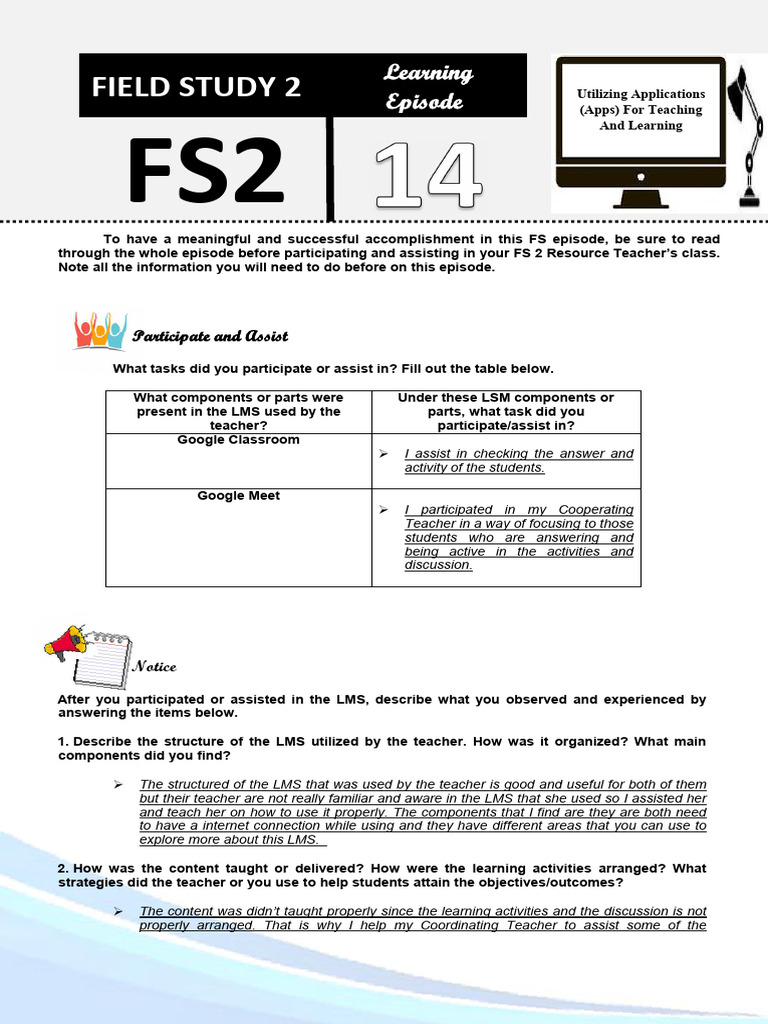 FS2 Le14 | PDF | Pedagogy | Teachers