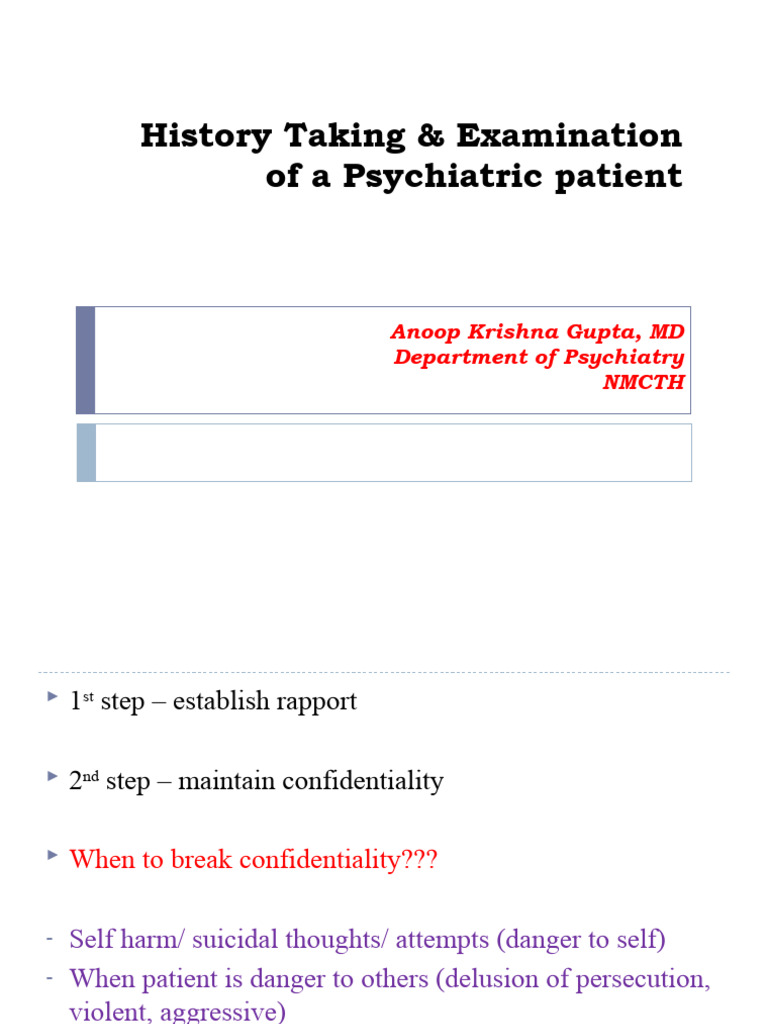 Psychiatric Patient History & Examination Guide | PDF | Mental Disorder ...