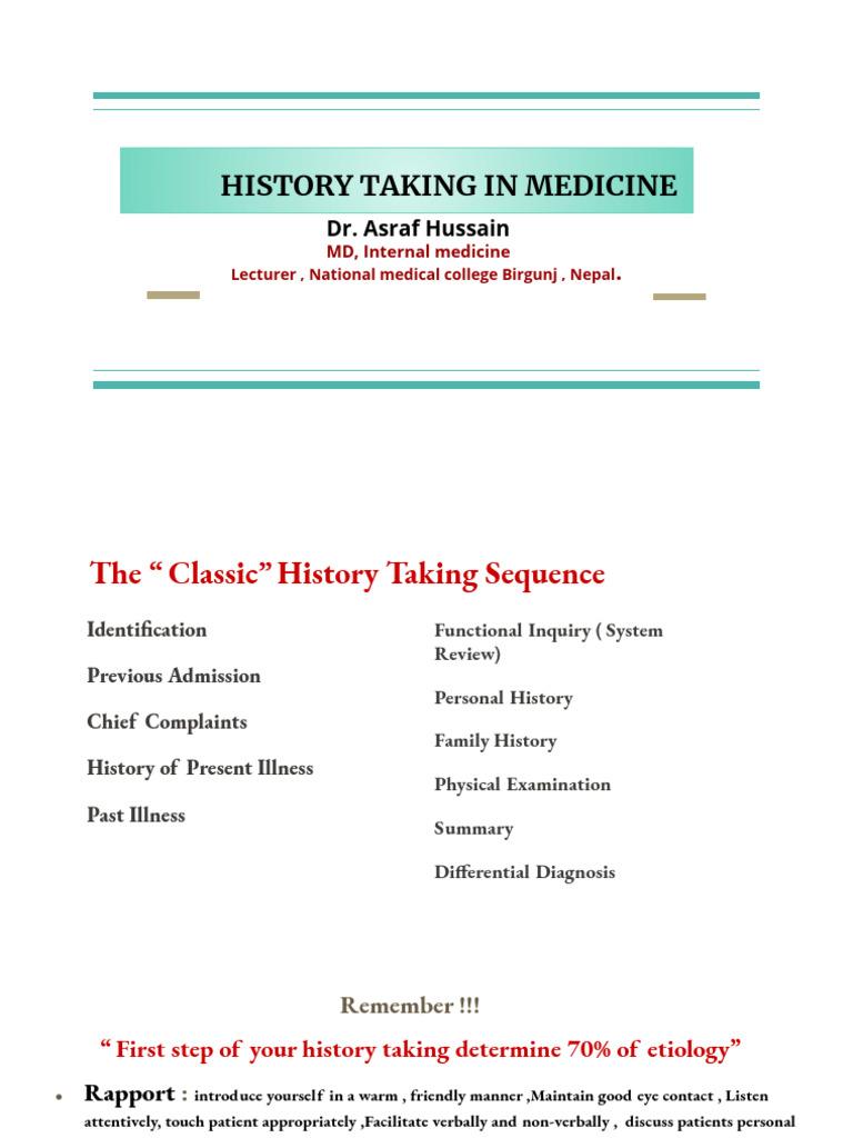 History Taking in Medicine | PDF | Medicine | Physical Examination