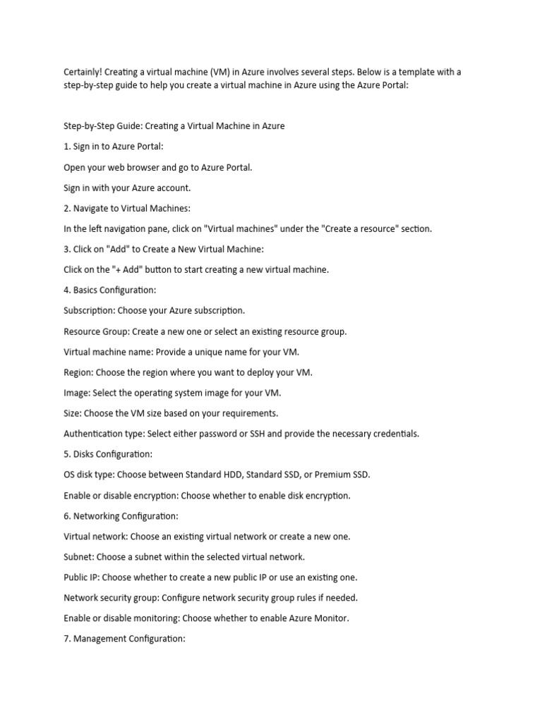 Azure Template For VM | PDF | Computer Network | Virtual Machine