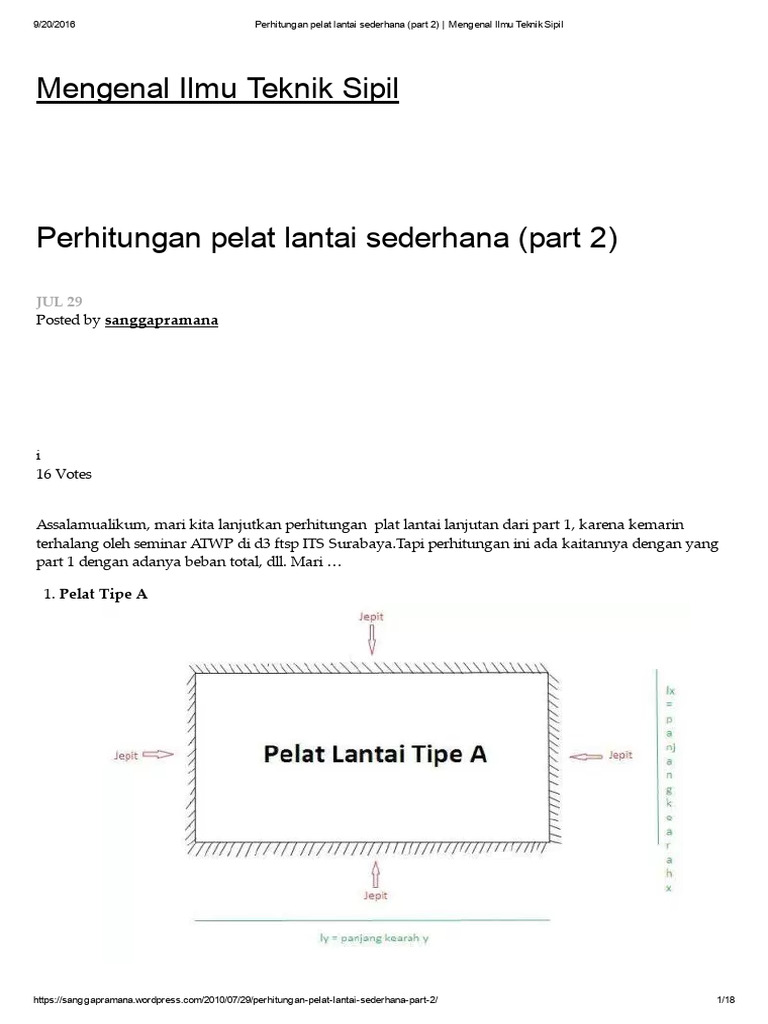 Perhitungan Pelat Lantai Sederhana (Part 2) - Mengenal Ilmu Teknik ... Perhitungan Pelat Lantai Sederhana (Part 2) - Mengenal Ilmu Teknik ...
