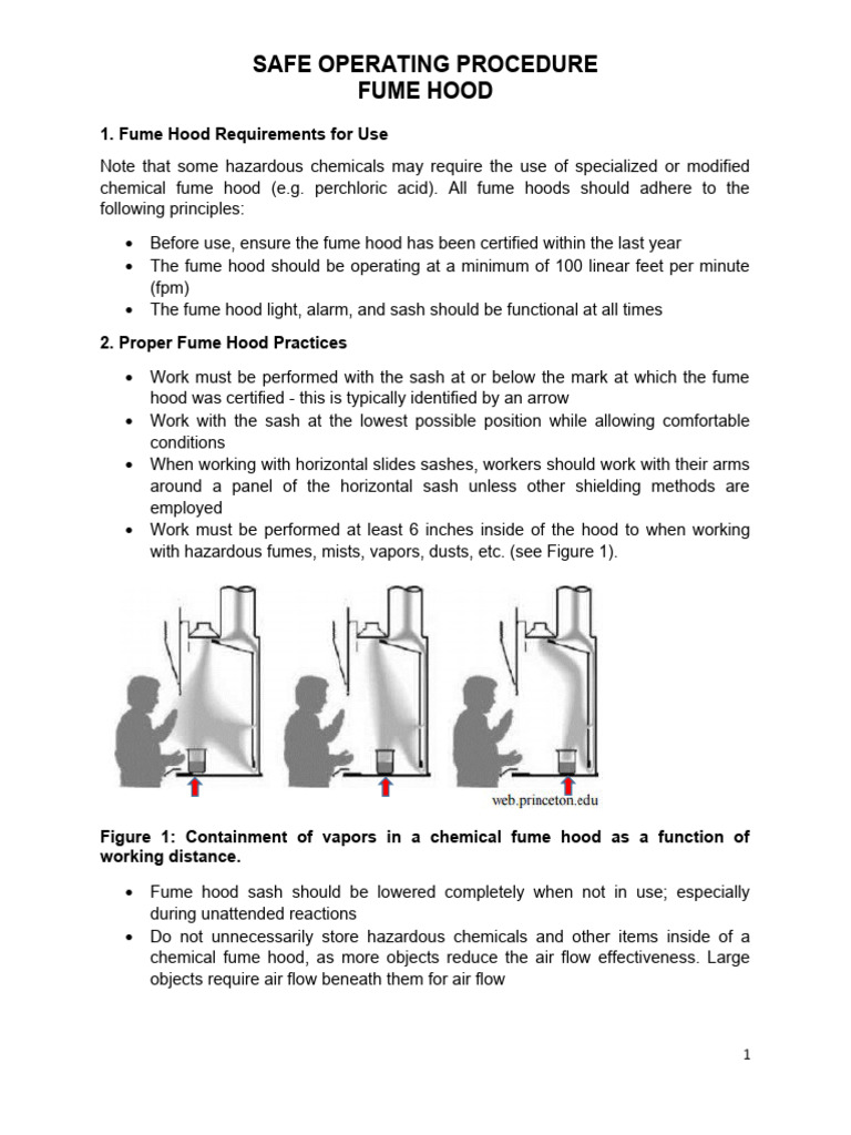 SOP Use of Fume Hoods F19 | PDF