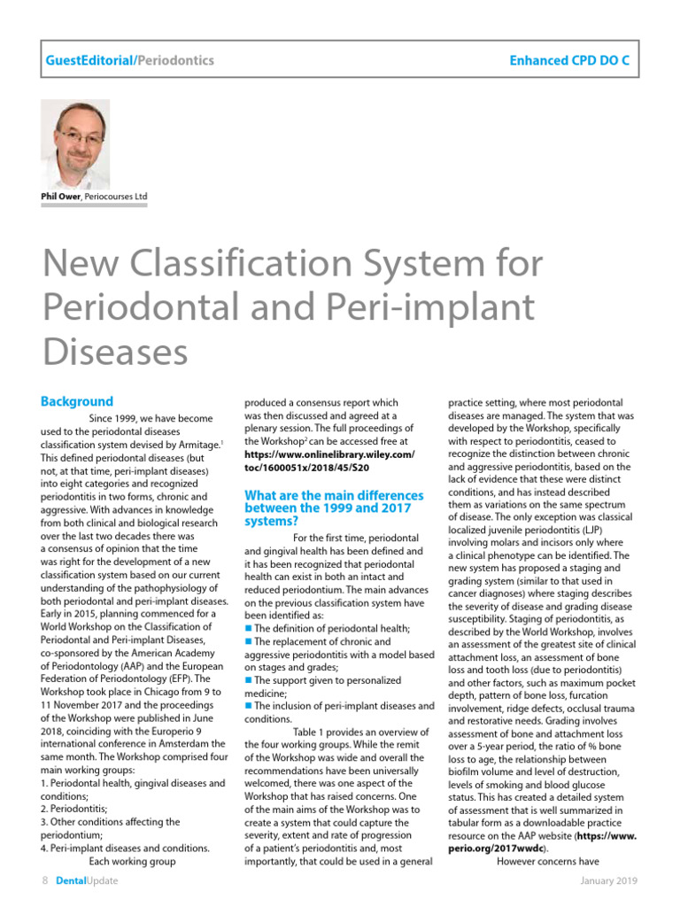 Dental Update New Perio Classification | PDF | Periodontology | Dentistry