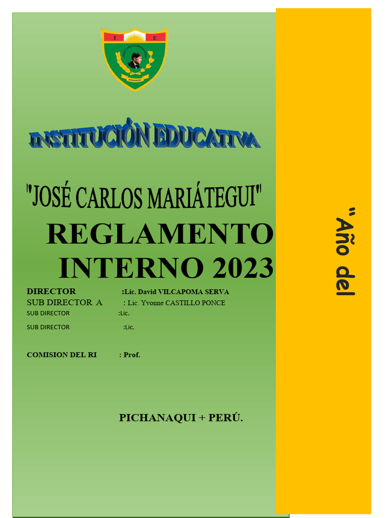 REGLAMENTO INTERNO JCM 2023 ok (1) | PDF | Institución | Enseñando