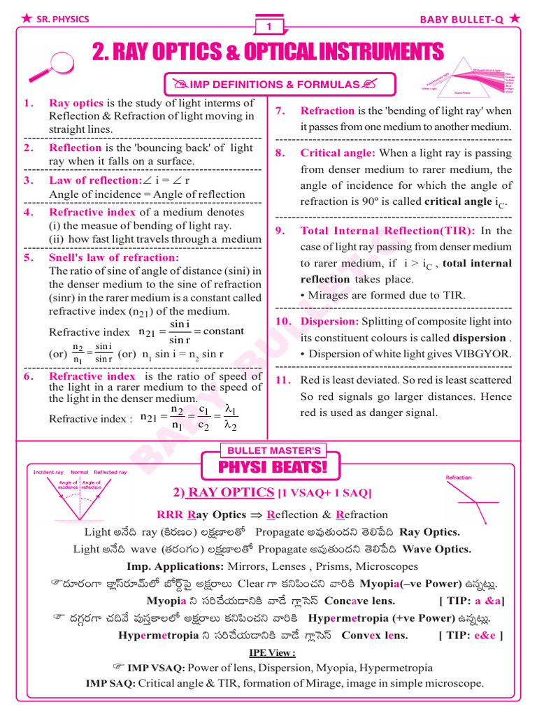 2 Ray Optics | PDF | Refraction | Refractive Index