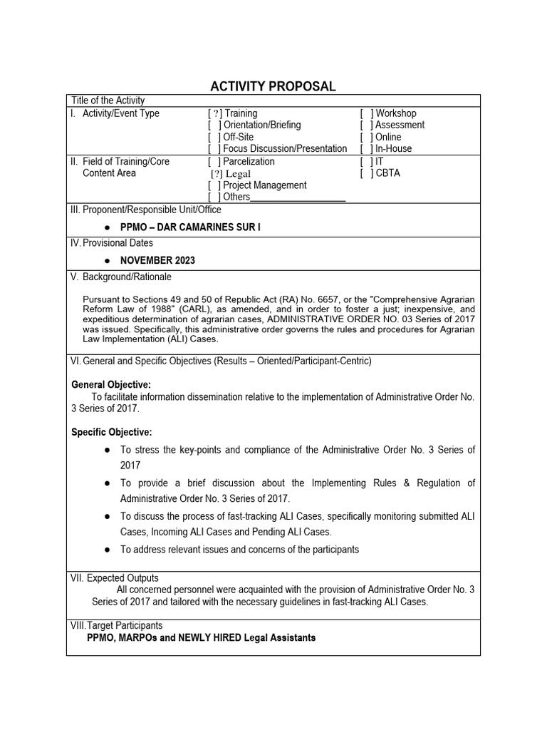 ACTIVITY-PROPOSAL November 03 | PDF | Government | Justice