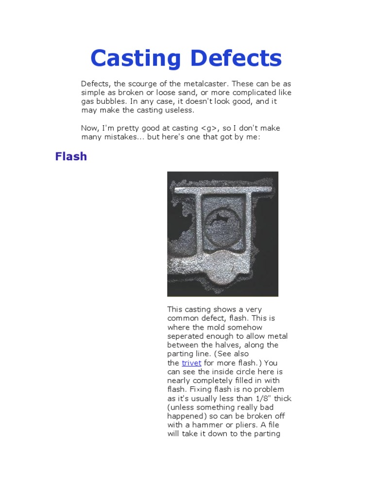 Casting Defects | PDF | Ingot | Casting (Metalworking)