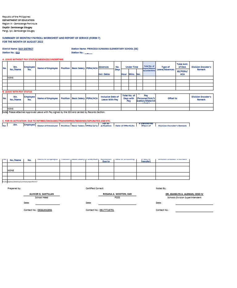Form 7 Report FORMAT | PDF | Expense