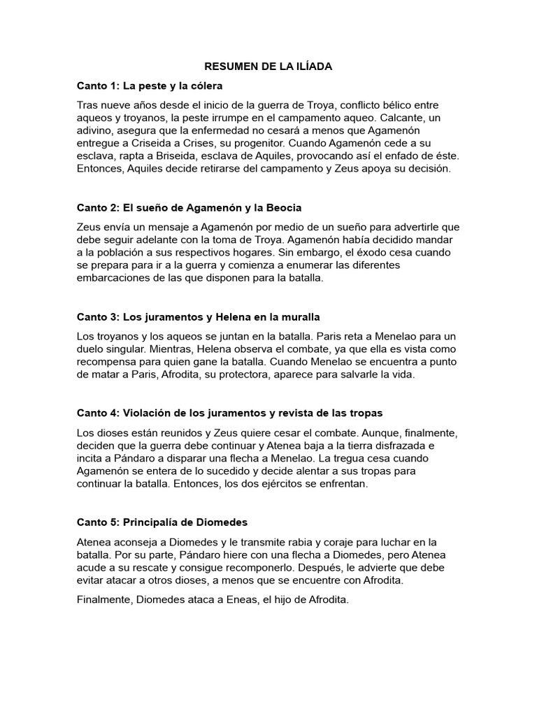 Resumen de La Ilíada | PDF | Héctor | Aquiles