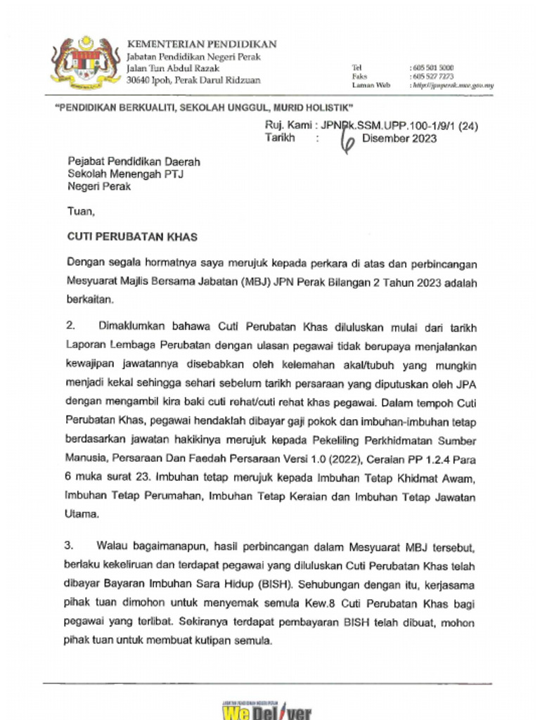 Surat Cuti Perubatan Khas | PDF