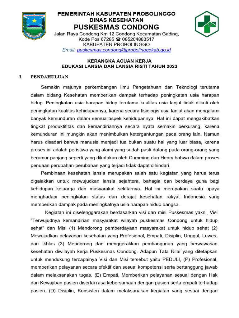 KAK Edukasi Lansia | PDF | Kesehatan Holistik