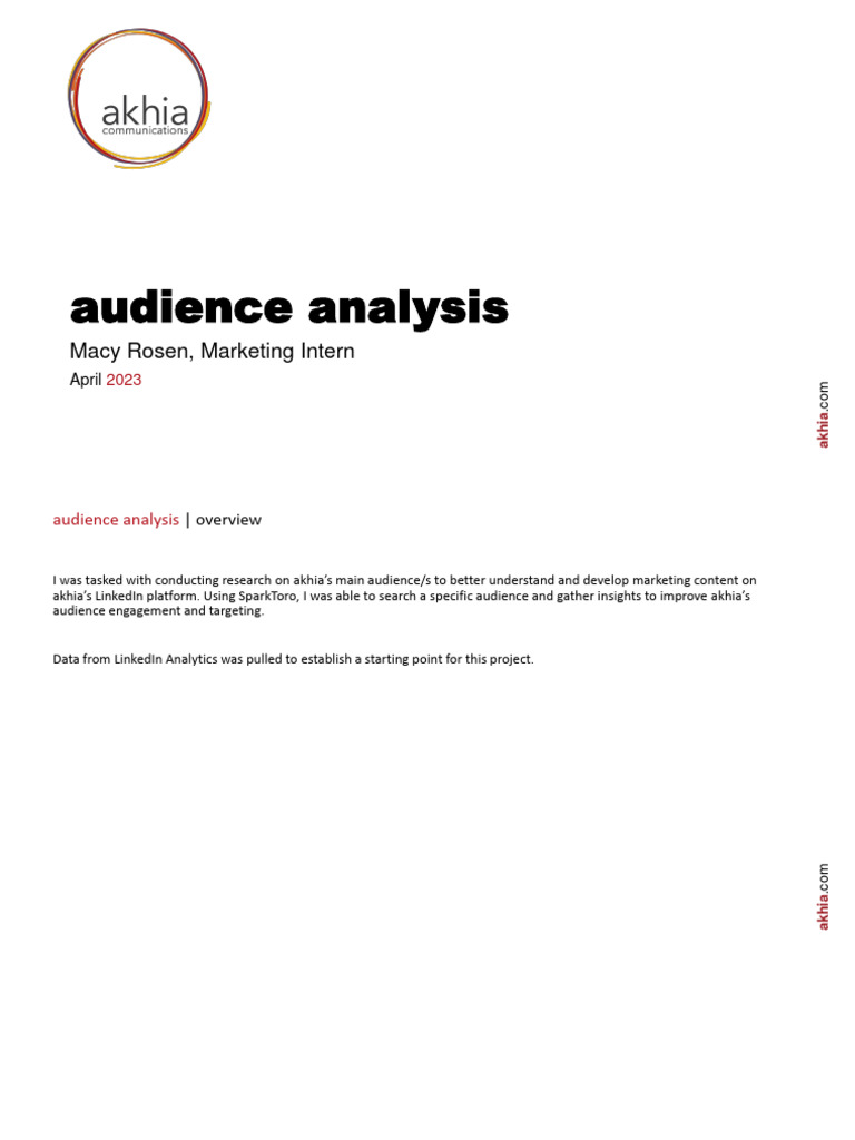 akhia audience analysis april 2023 | PDF | Linked In | Analytics