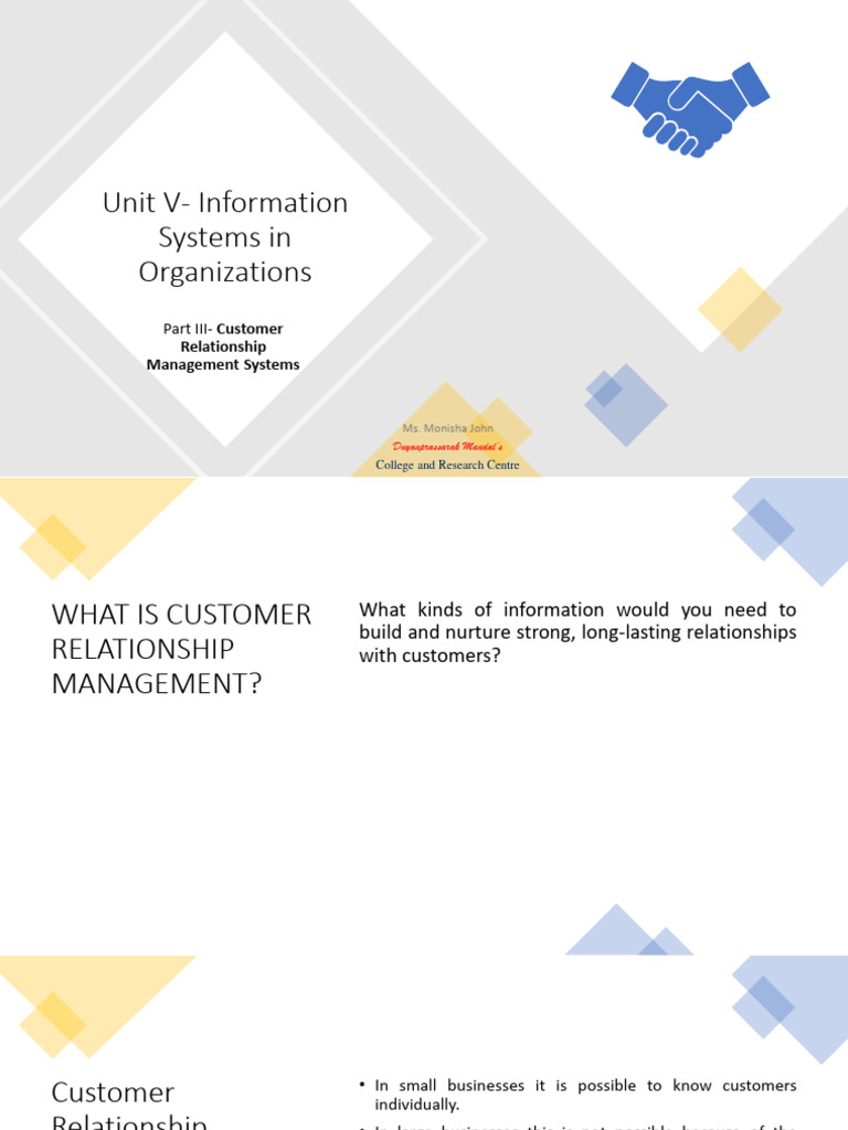 Unit 6 - Part III - Customer Relationship Management System | PDF ...
