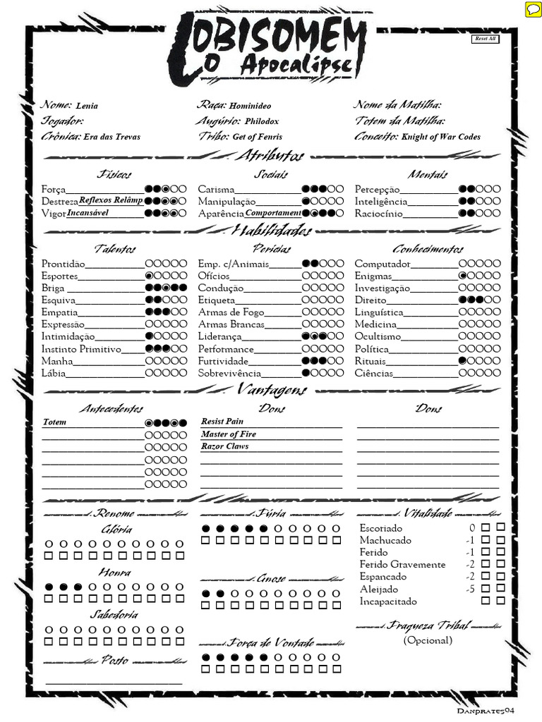 Lobisomem Ficha Philodox | PDF