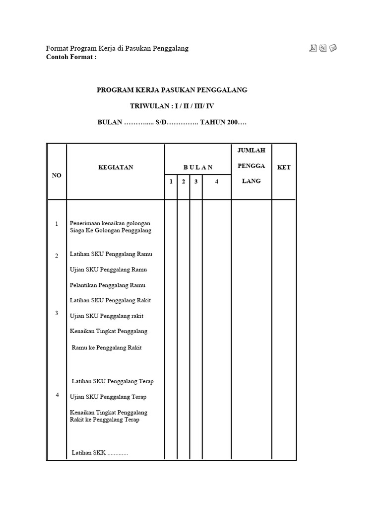 Format Program Kerja Di Pasukan Penggalang | PDF | Karier & Perkembangan