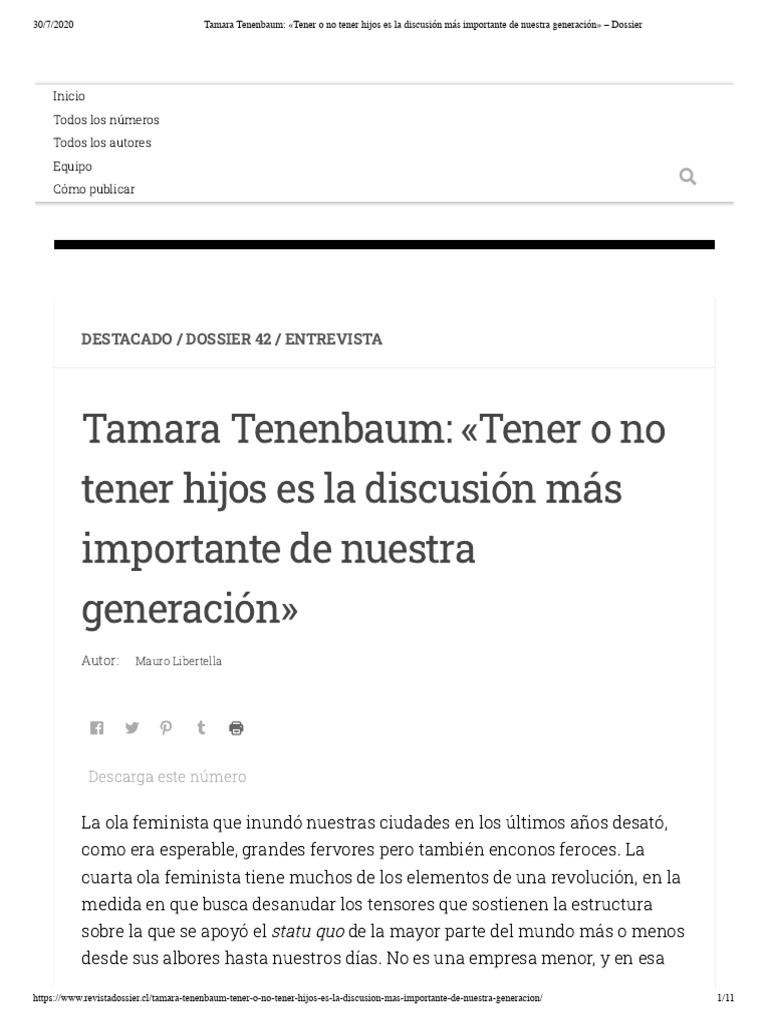 Tamara Tenenbaum - Tener o No Tener Hijos Es La Discusión Más Importante de Nuestra Generación ...