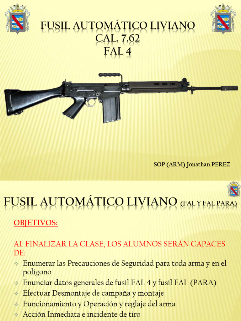 Características del Fusil FAL 7.62 | PDF | Rifle | Revista (armas de fuego)