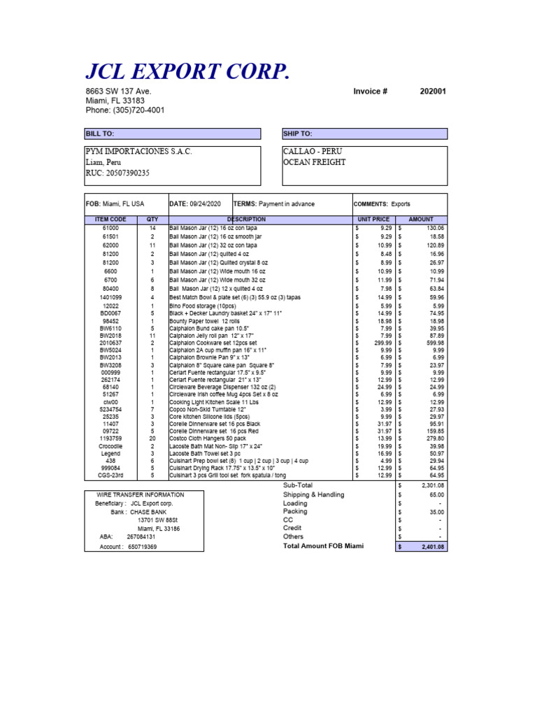 JCL Invoices | PDF | Cookware And Bakeware | Home