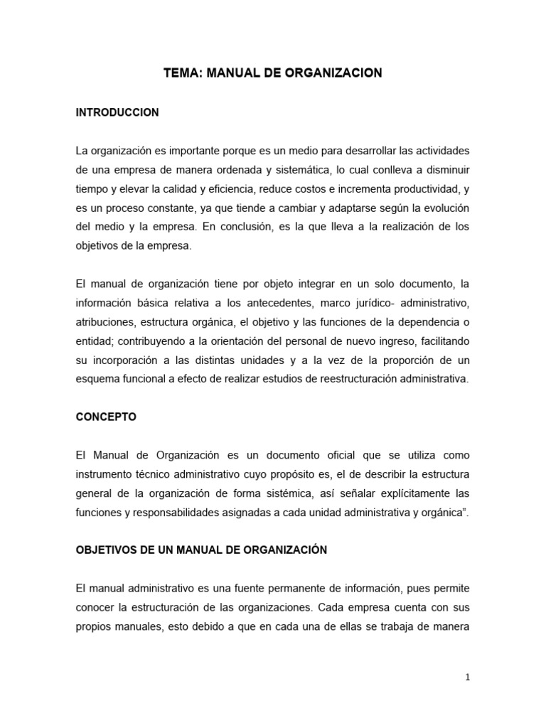 Manual de Organizacion | PDF