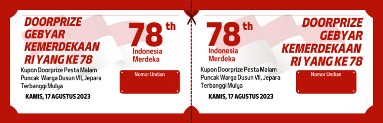 Merah Putih Voucer Kupon Undian Jalan Sehat Agustusan Kemerdekaan ...