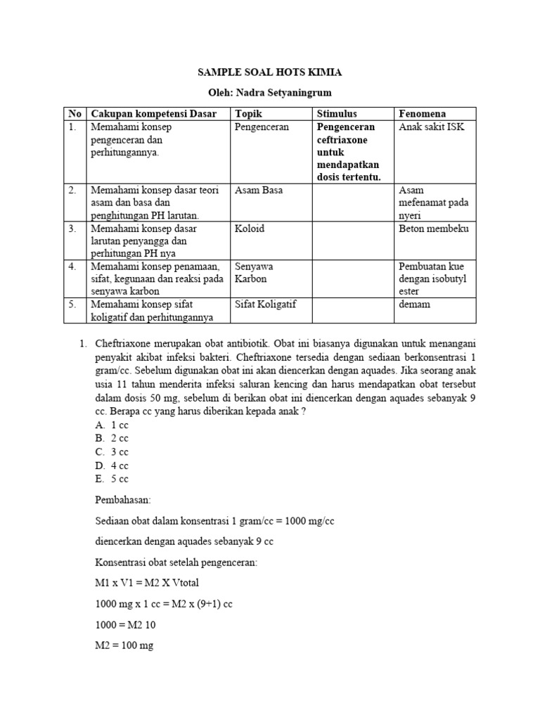 Sample Soal Hots Kimia | PDF