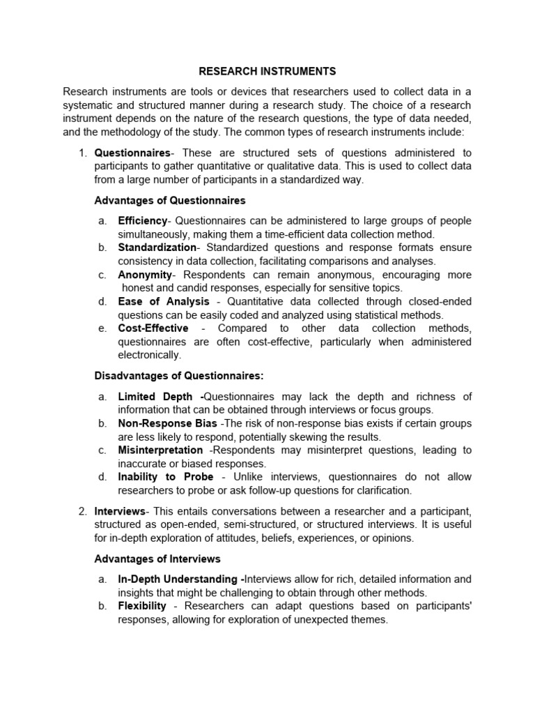 Research Instruments Measurement of Variables Data Analysis | Download ...
