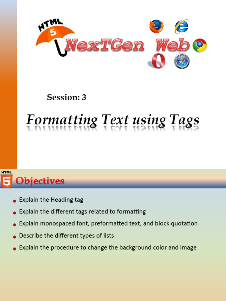 B2. Formatting Text Using Tags | PDF | Html Element | Html