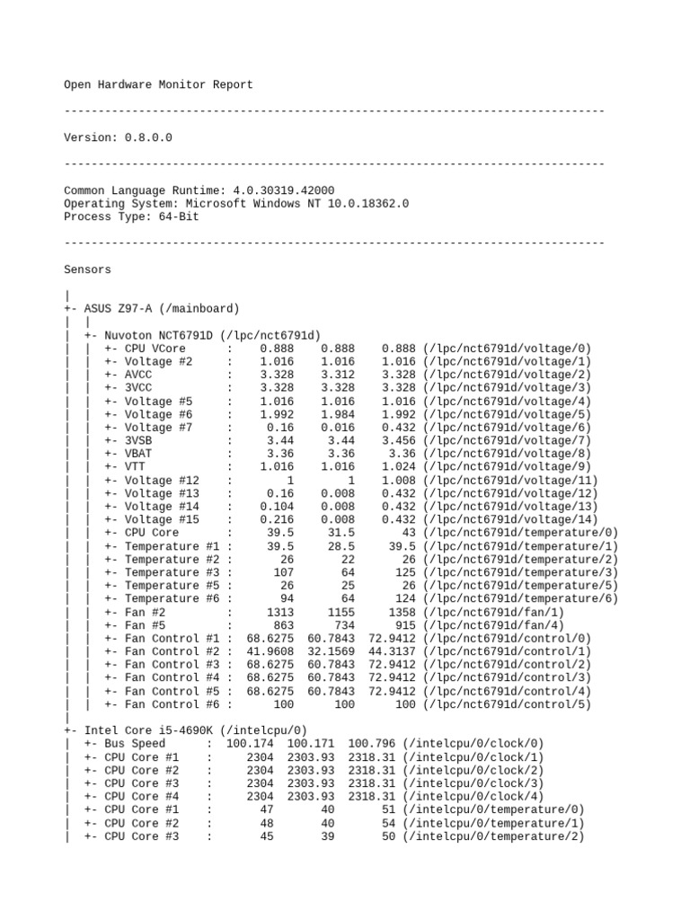 OpenHardwareMonitor Report1 | PDF | Graphics Processing Unit | Random Access Memory
