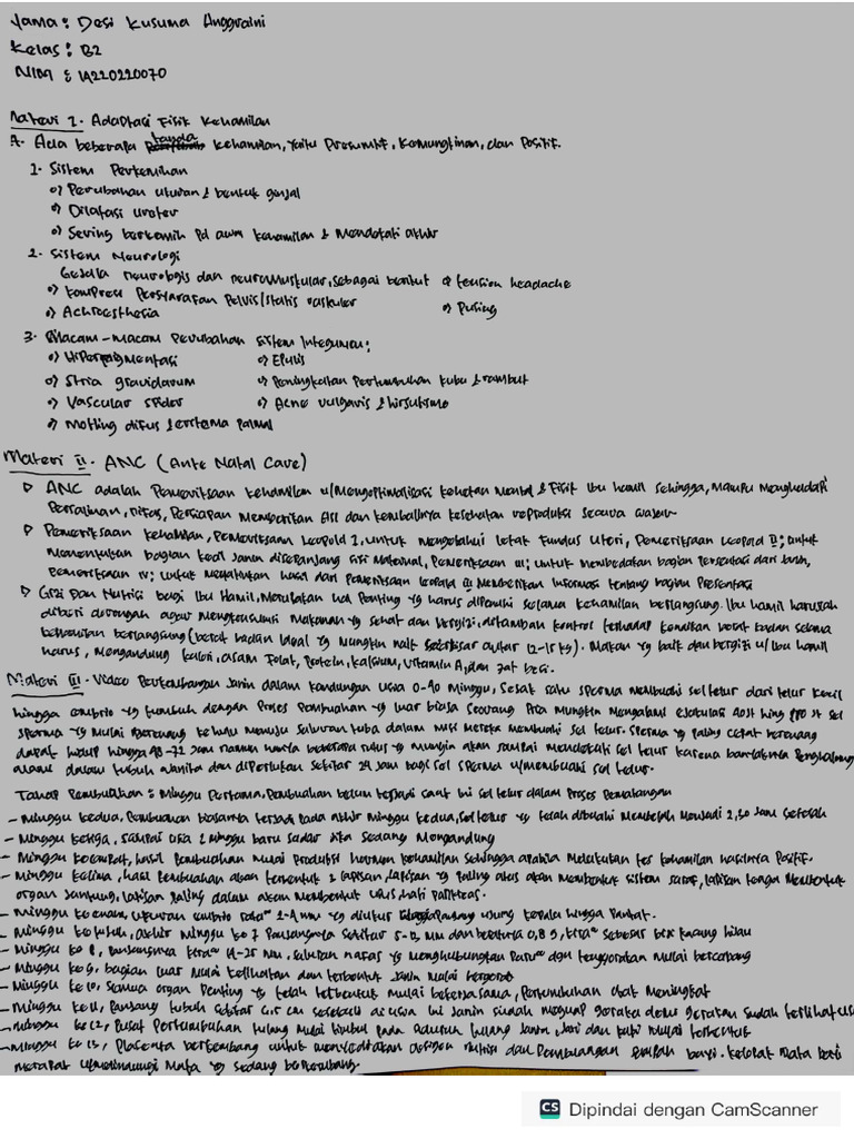 Rangkuman Desi Kusuma Anggraini (14220220070) Kep - Meternitas | PDF