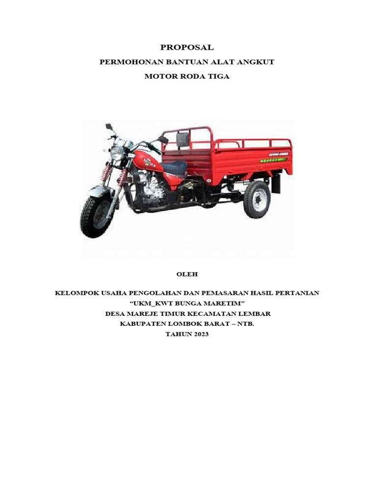 Proposal Motor Roda Tiga | PDF