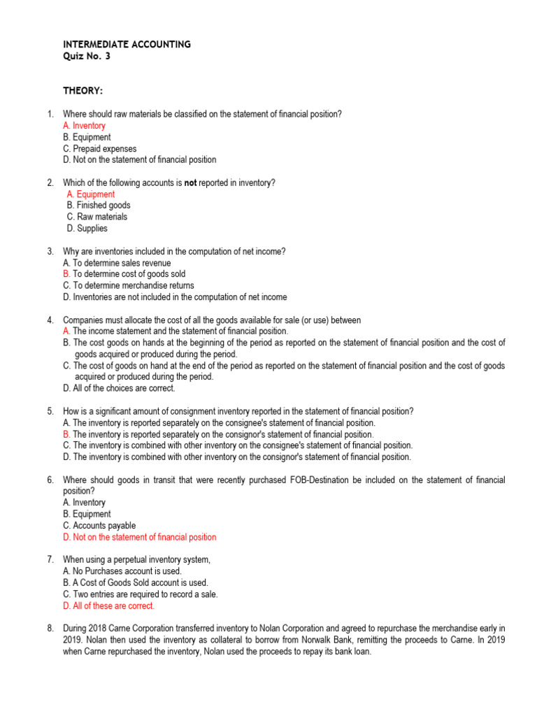 Intermediate Accounting Practice Handouts | PDF | Inventory | Cost Of ... Intermediate Accounting Practice Handouts | PDF | Inventory | Cost Of ...