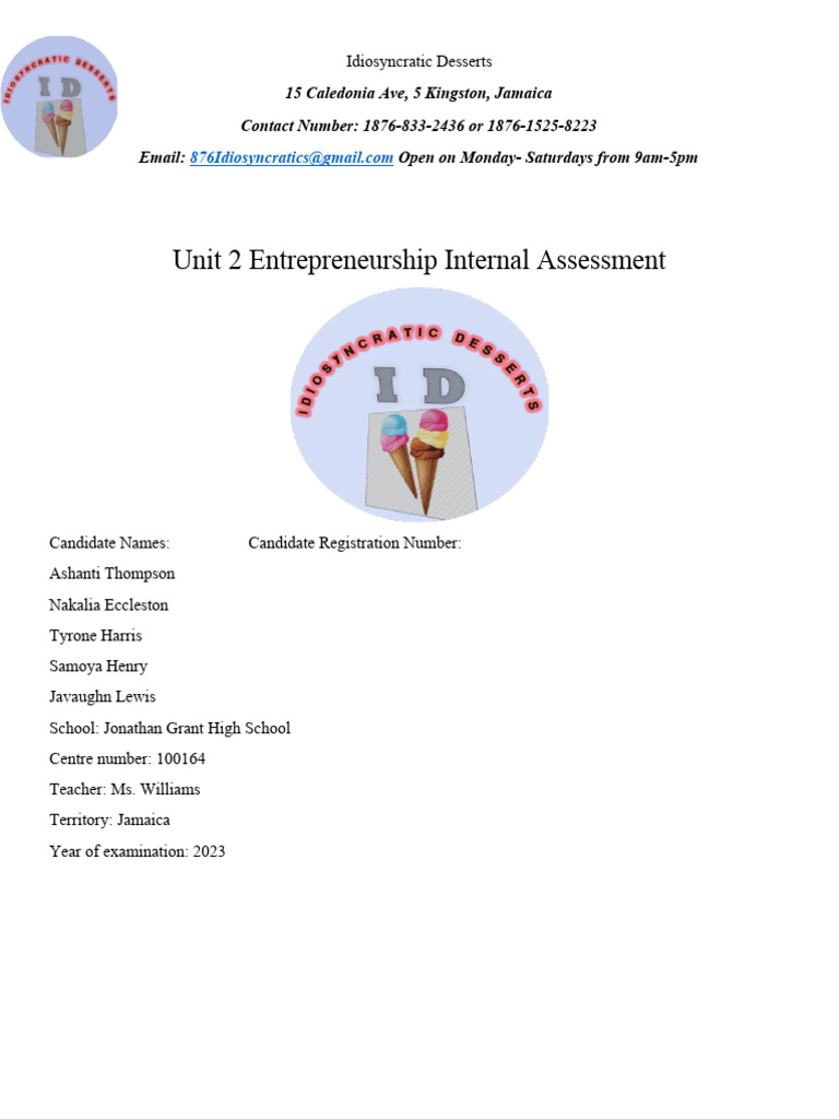 Entrepreneurship IA Numbered | PDF | Questionnaire | Sampling (Statistics)