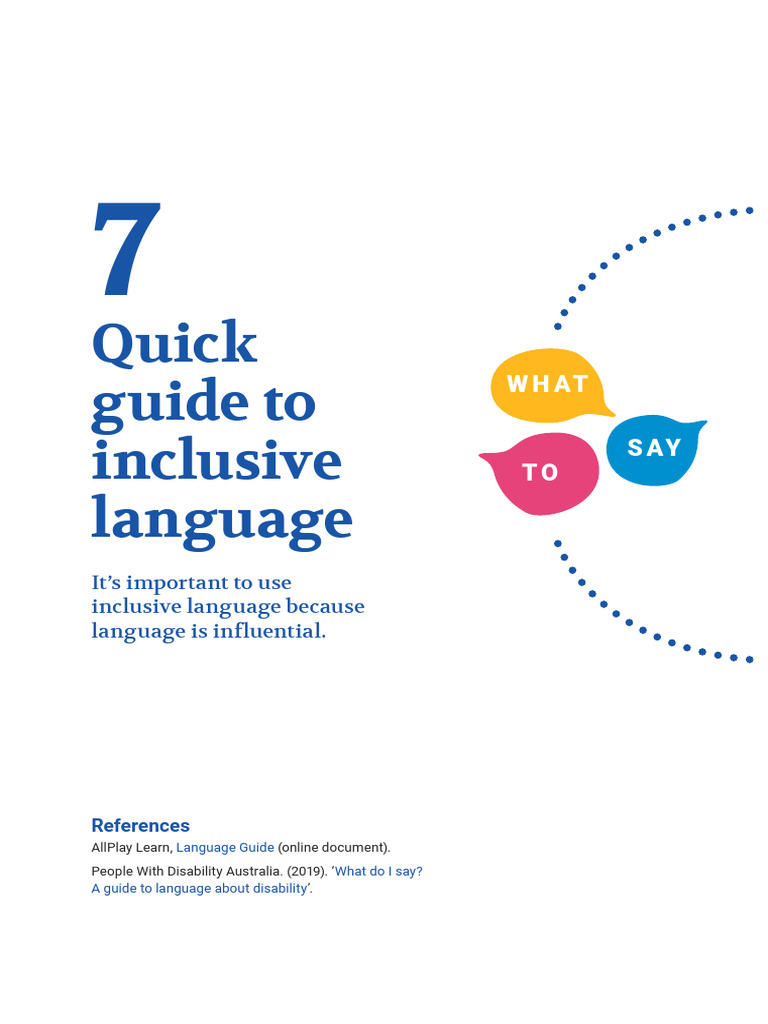 Quick Guide To Inclusive Language | Download Free PDF | Disability ...