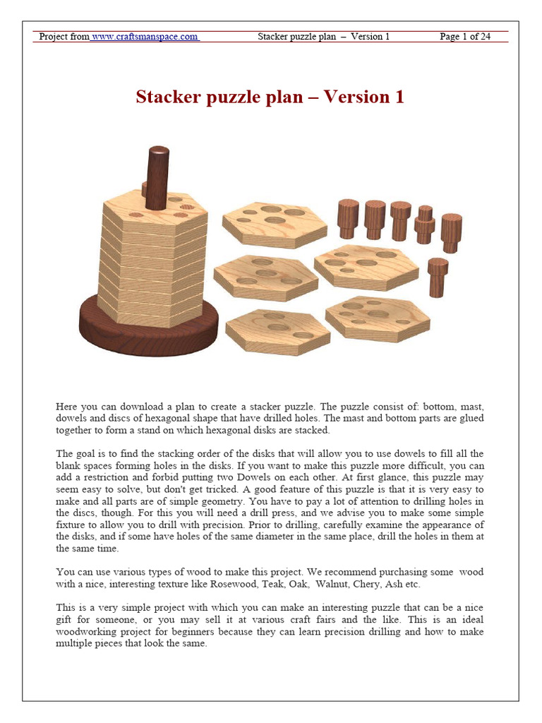 Wooden Stacker Puzzle Plan | PDF | Drill | Wood