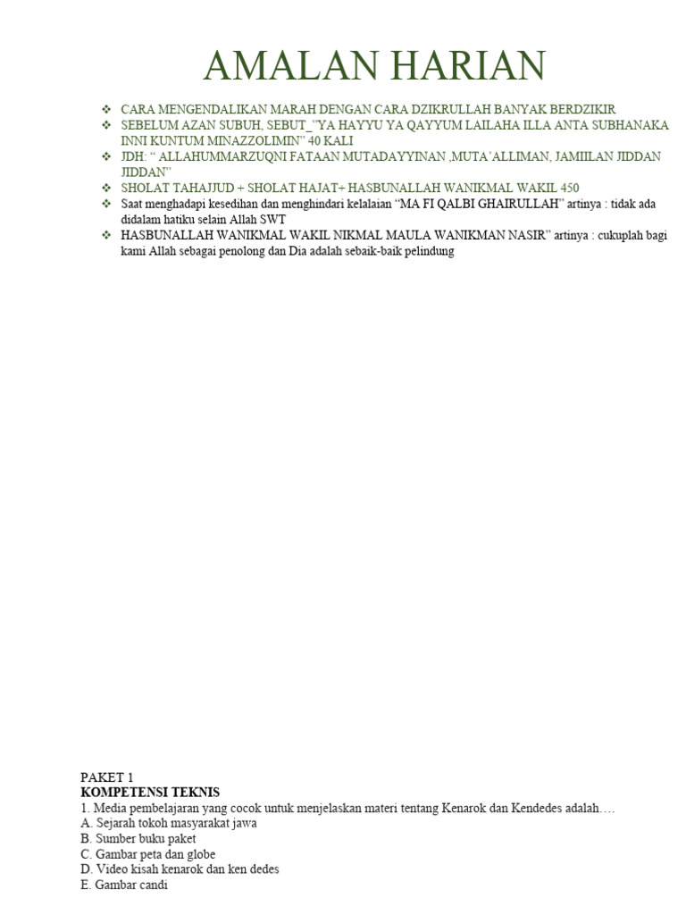 Amalan Harian | PDF