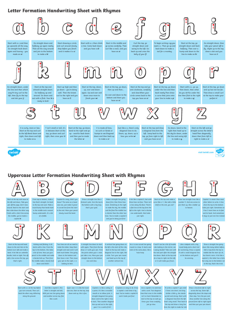T L 6058 Letter Formation Handwriting Sheet With Rhymes - Ver - 8 | PDF ...