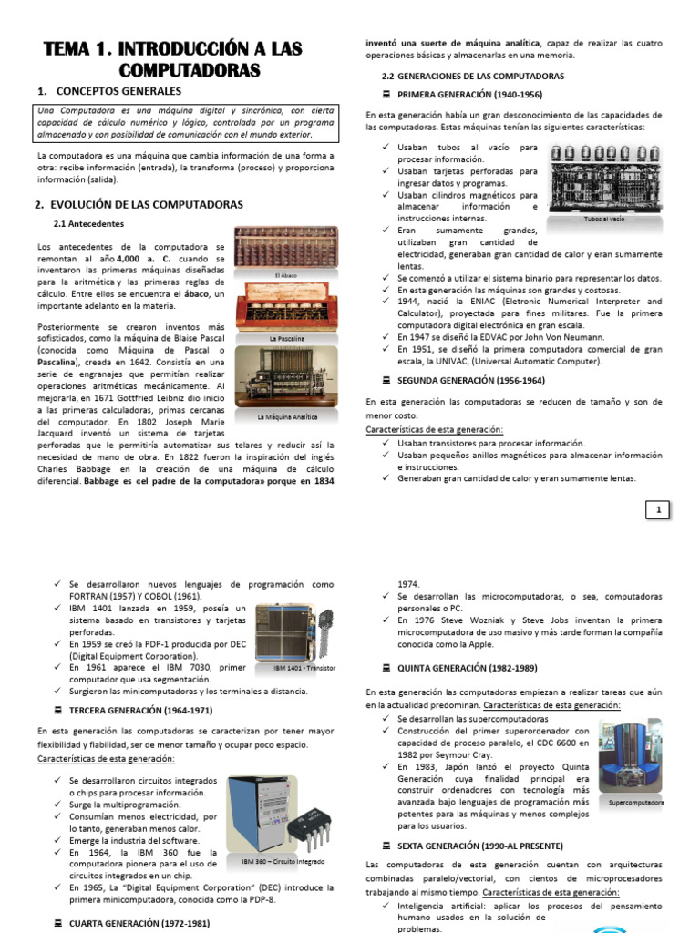 TEMA1. INTRODUCCIÓN A LAS COMPUTADORAS - TECNOLOGÍA DE LA INFORMACIÓN ...